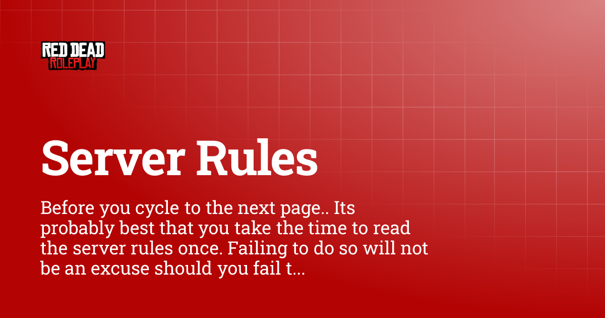 Server Rules | Red Dead Roleplay Guide